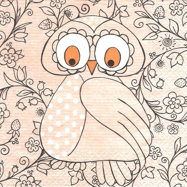 Serviette Frau Eule – Bastelschachtel